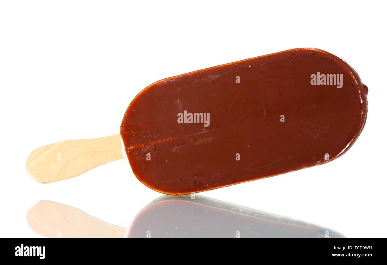 One chocolate vanilla ice cream isolated on white Stock Photo - Alamy