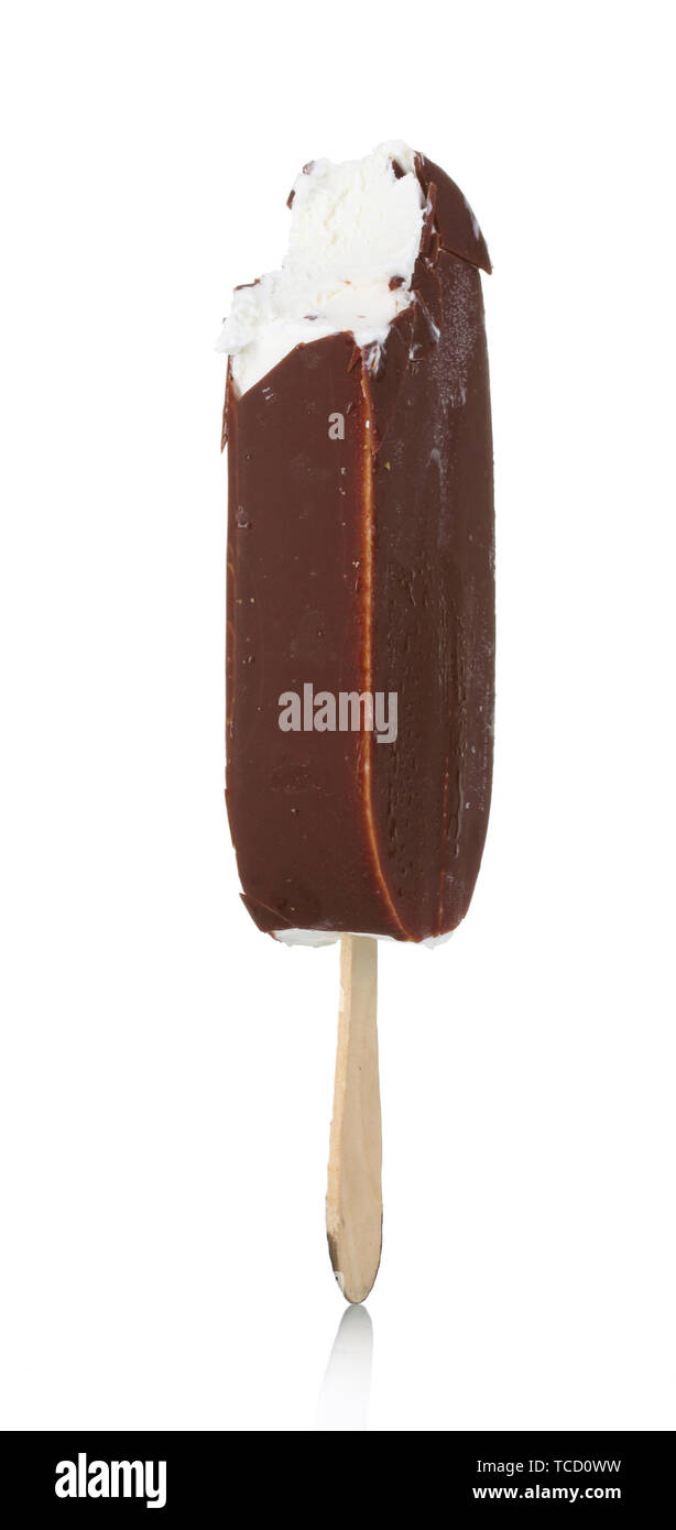 One chocolate vanilla ice cream isolated on white Stock Photo - Alamy