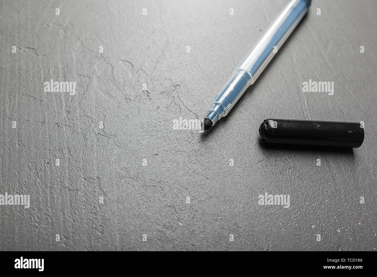 Colorful felt pens on the dark stone background top view Stock Photo ...