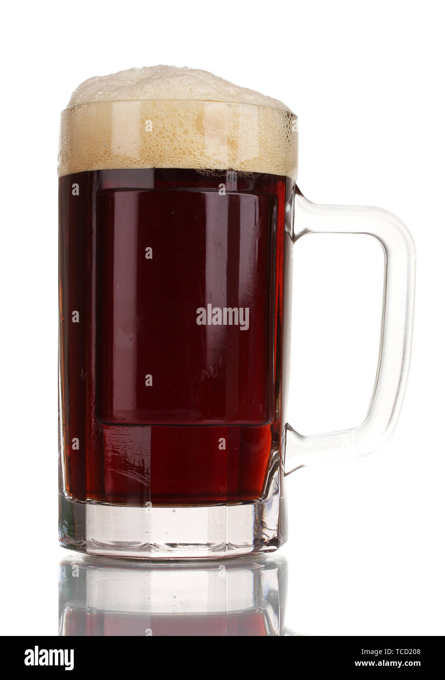 red beer with the foam in mug isolated on white Stock Photo - Alamy
