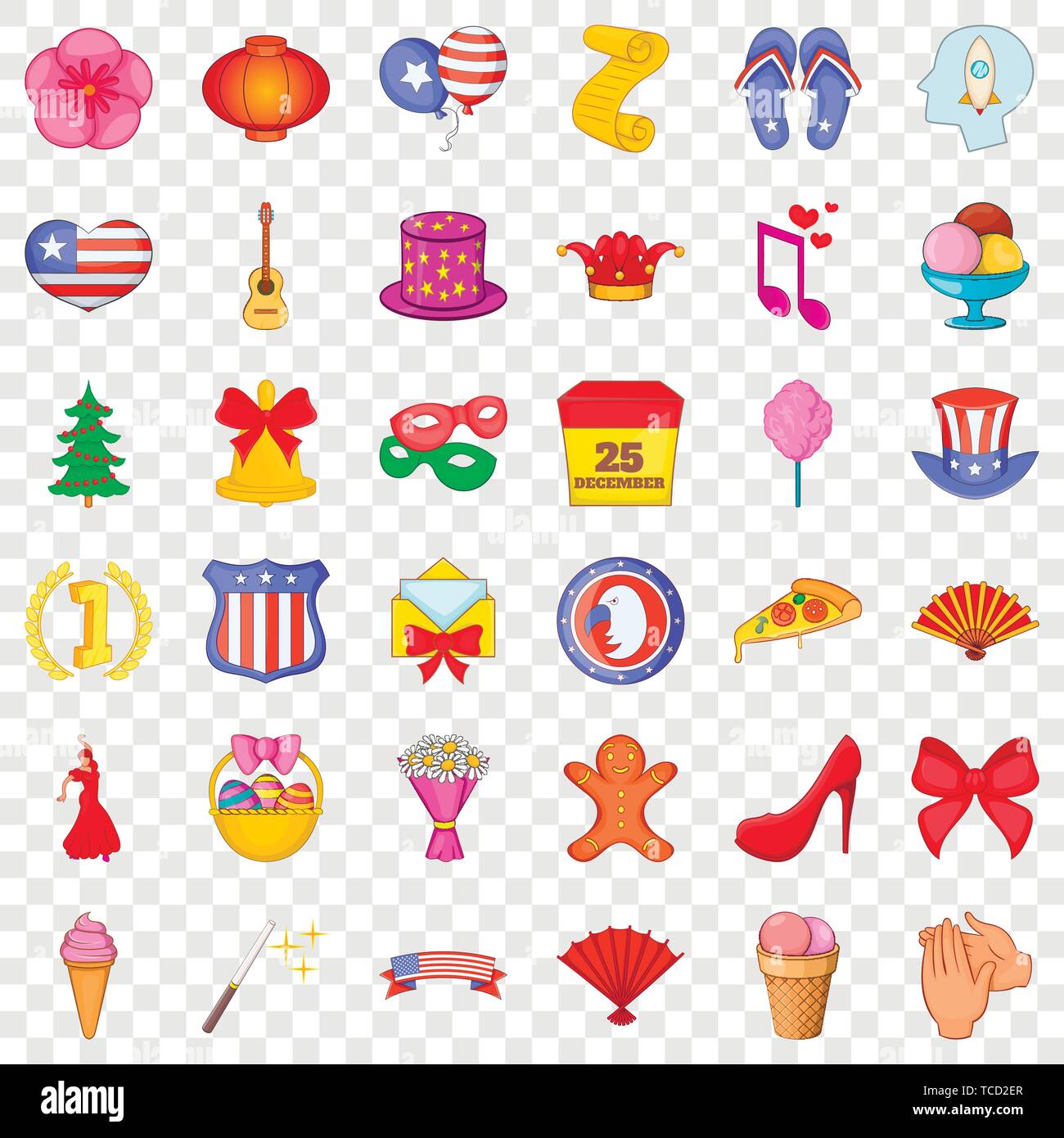 Decoration icons set, cartoon style Stock Vector Image & Art - Alamy