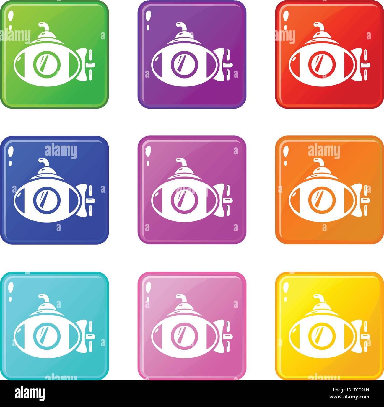 Submarine icons set 9 color collection Stock Vector Image & Art - Alamy