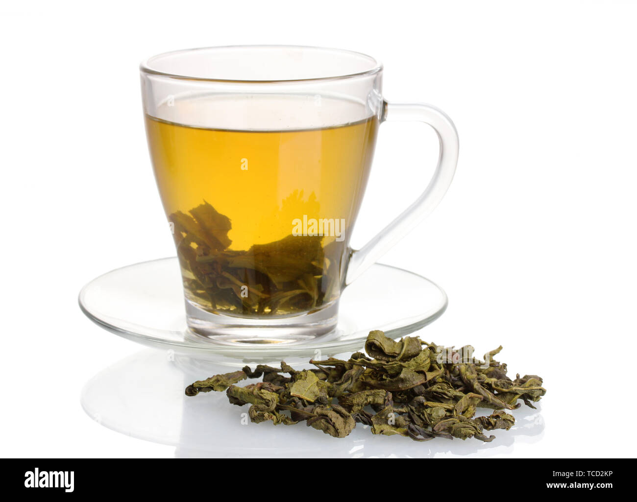 Green tea in glass cup isolated on white Stock Photo - Alamy