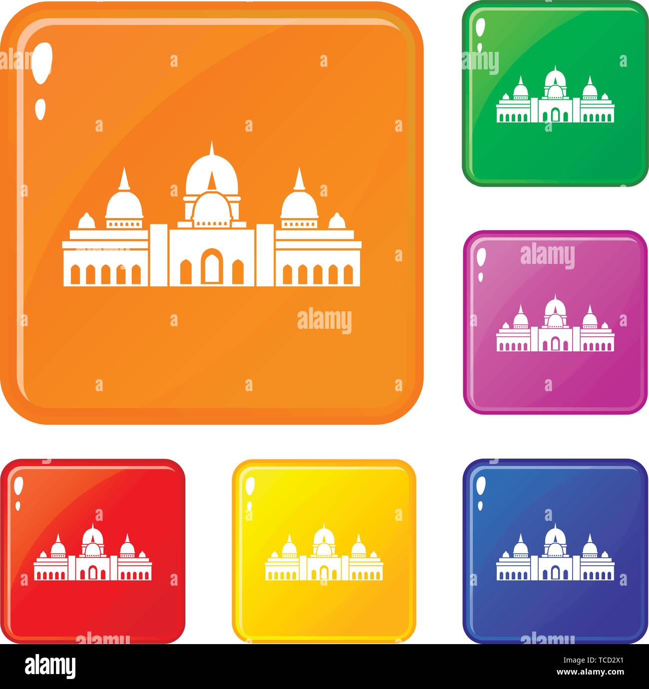 Sheikh Zayed Grand Mosque, UAE icons set vector color Stock Vector ...