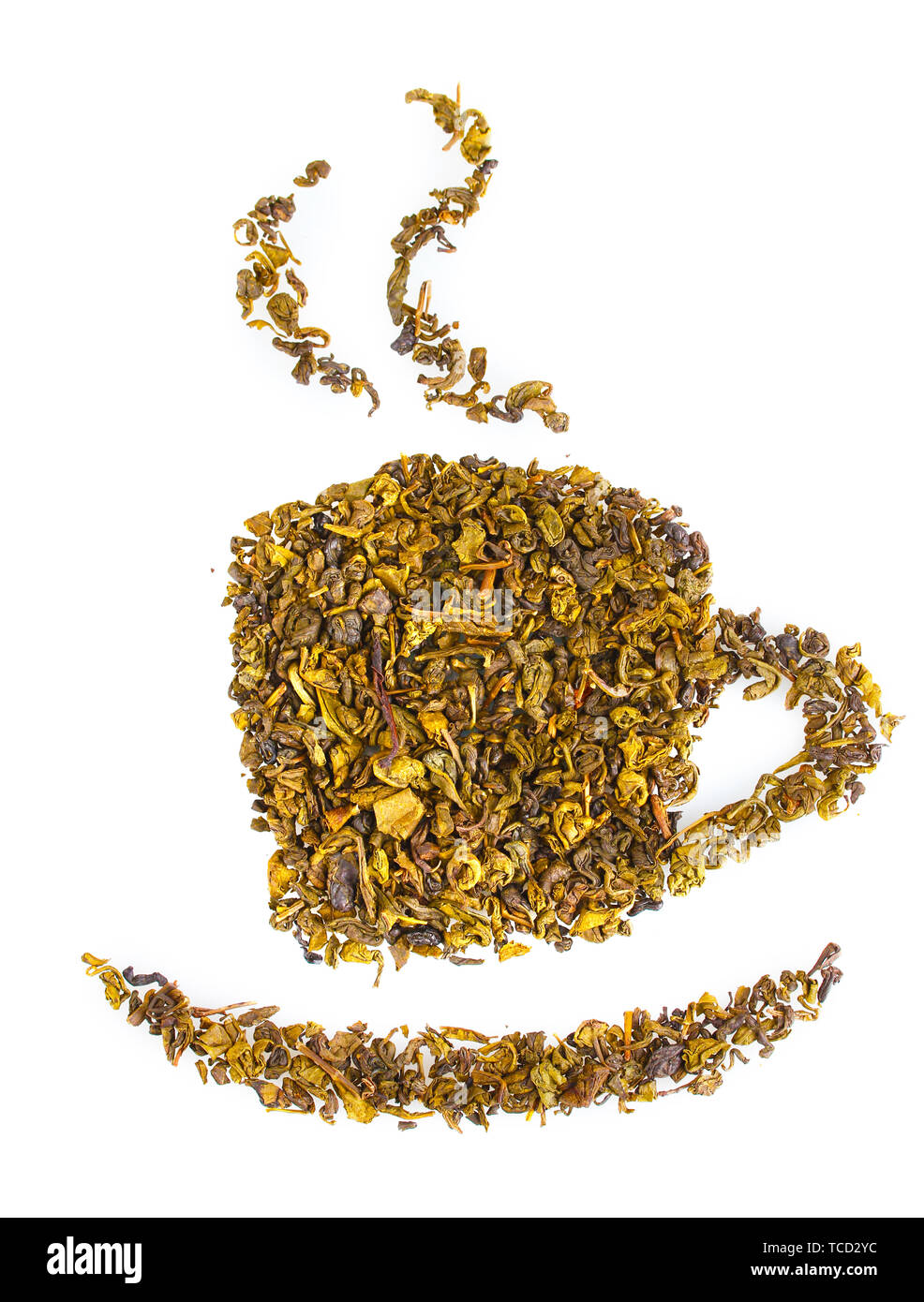 green dry tea cup shape isolated on white Stock Photo - Alamy