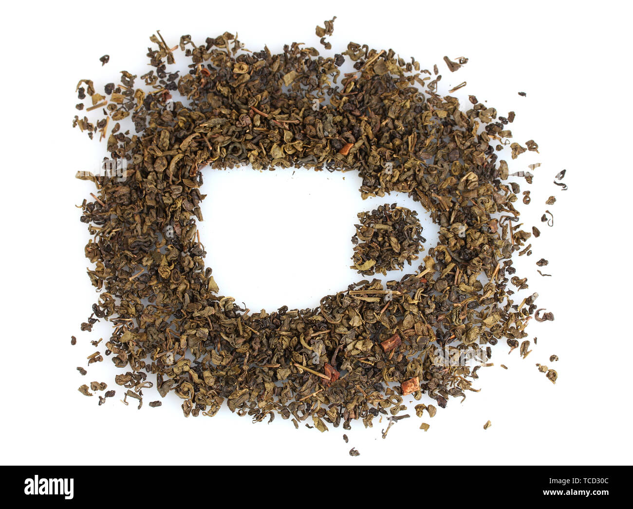 green dry tea cup shape isolated on white Stock Photo - Alamy