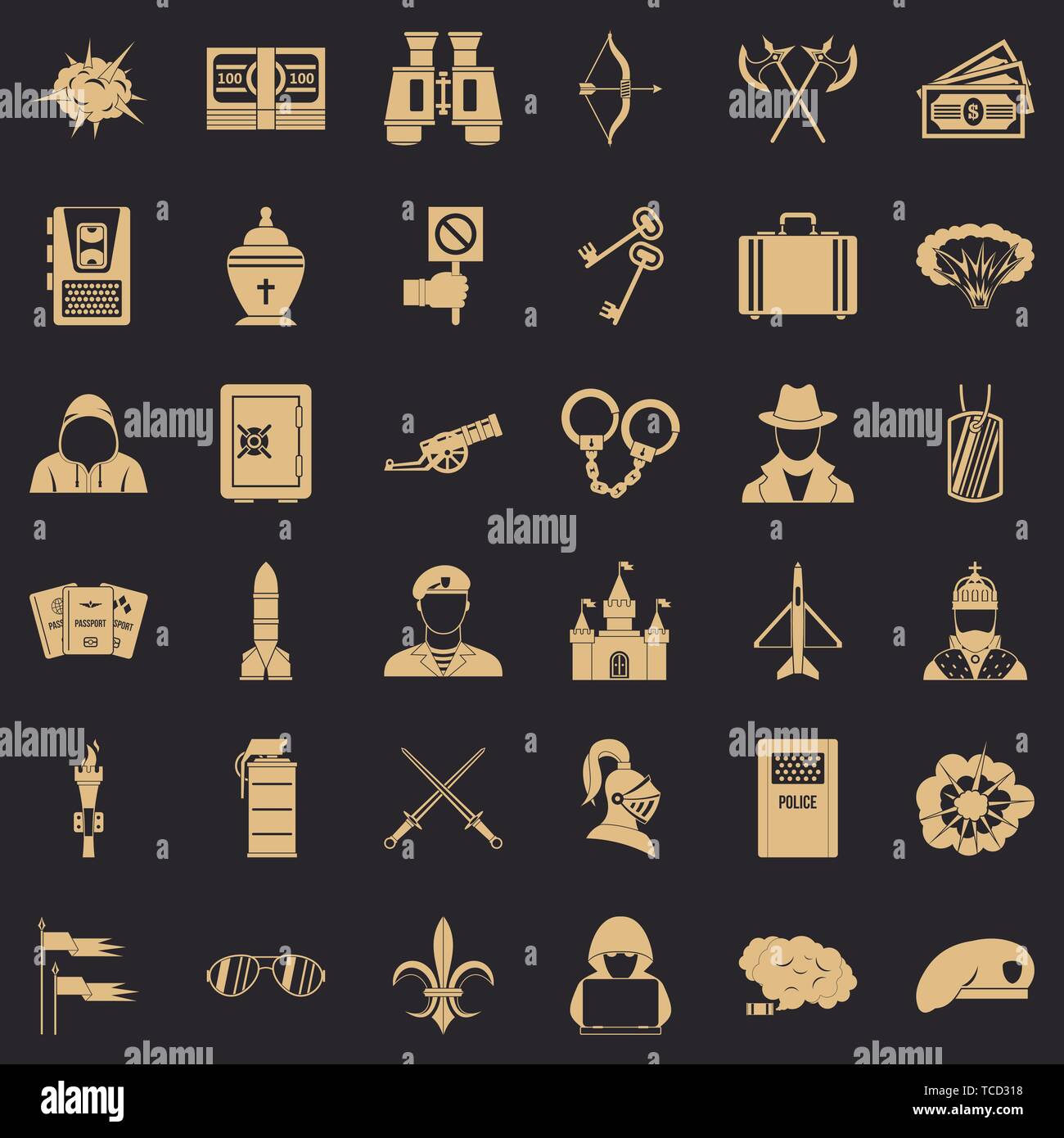 Aggression icons set, simple style Stock Vector Image & Art - Alamy