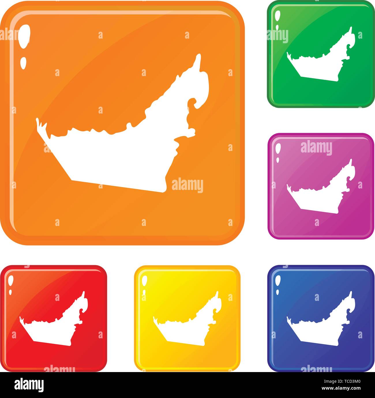 United Arab Emirates map icons set vector color Stock Vector Image ...