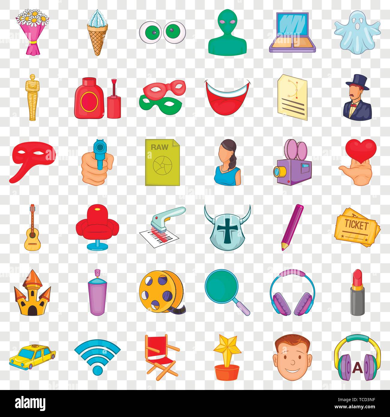 Movie icons set, cartoon style Stock Vector Image & Art - Alamy