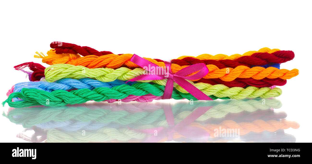 sewing threads for embroidery isolated on white Stock Photo - Alamy