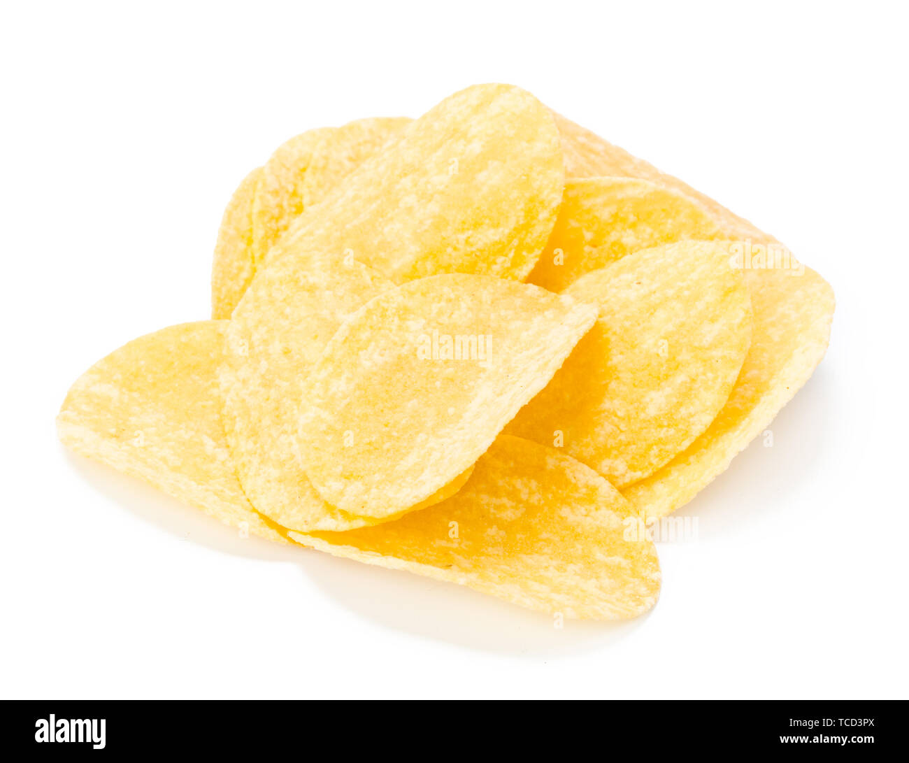 yellow potato chips isolated on white Stock Photo - Alamy