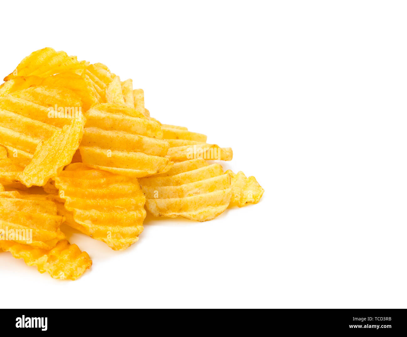 yellow potato chips isolated on white Stock Photo - Alamy