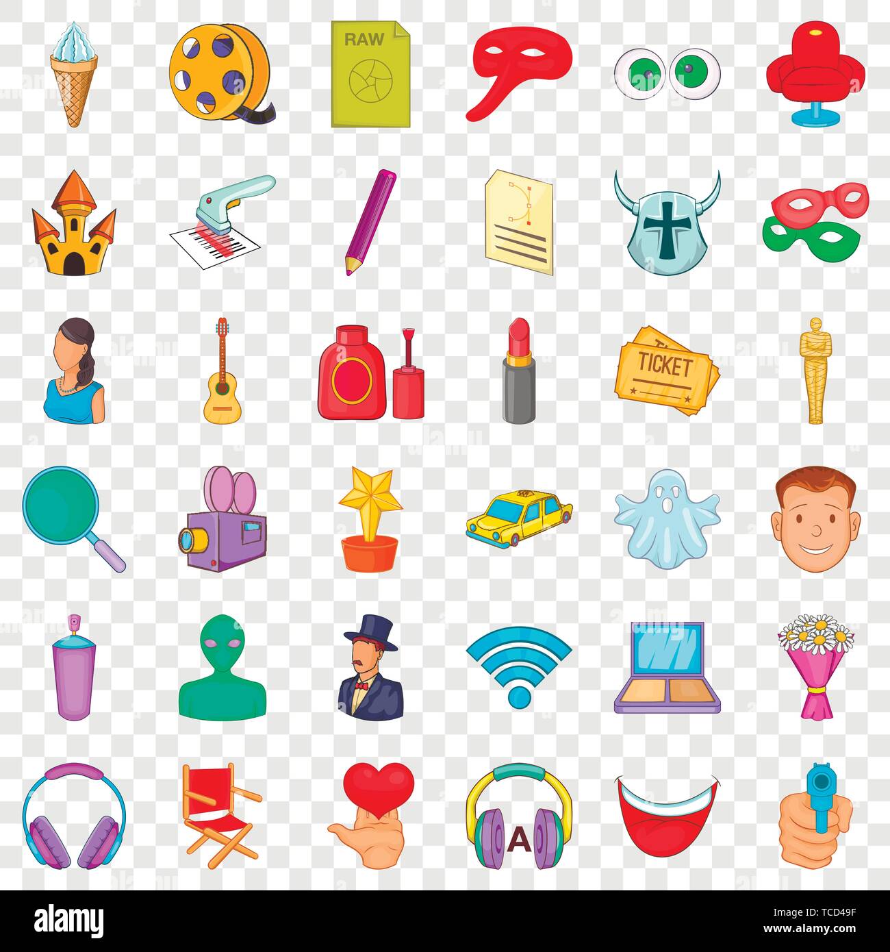 Popcorn icons set, cartoon style Stock Vector Image & Art - Alamy