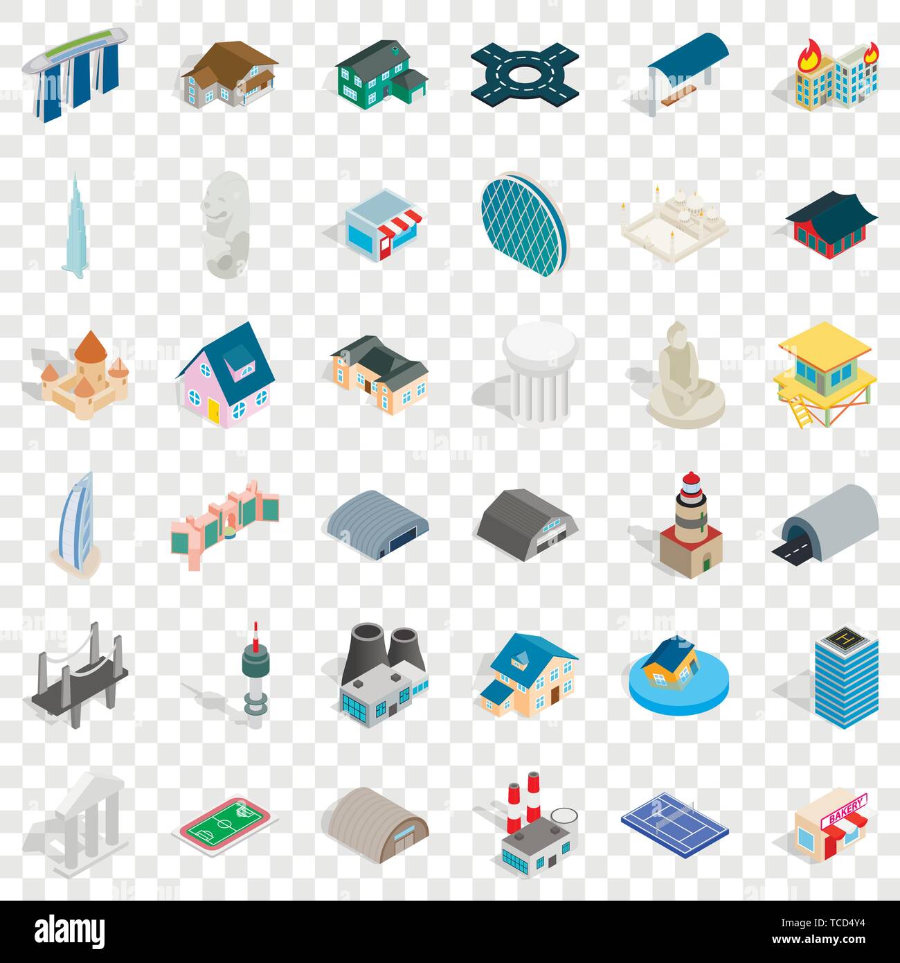 Building icons set, isometric style Stock Vector Image & Art - Alamy