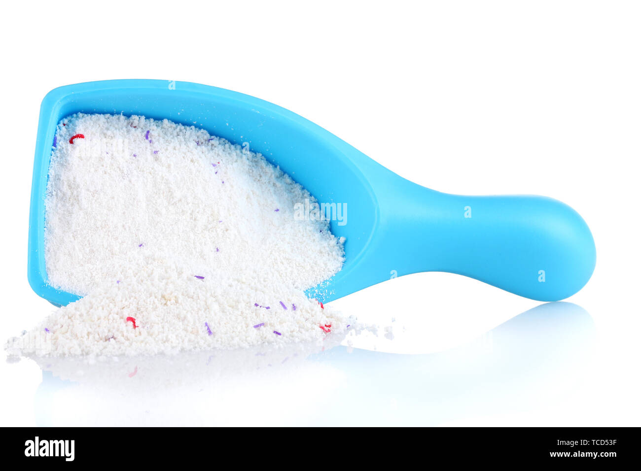 Washing powder in blue container,isolated on white Stock Photo - Alamy
