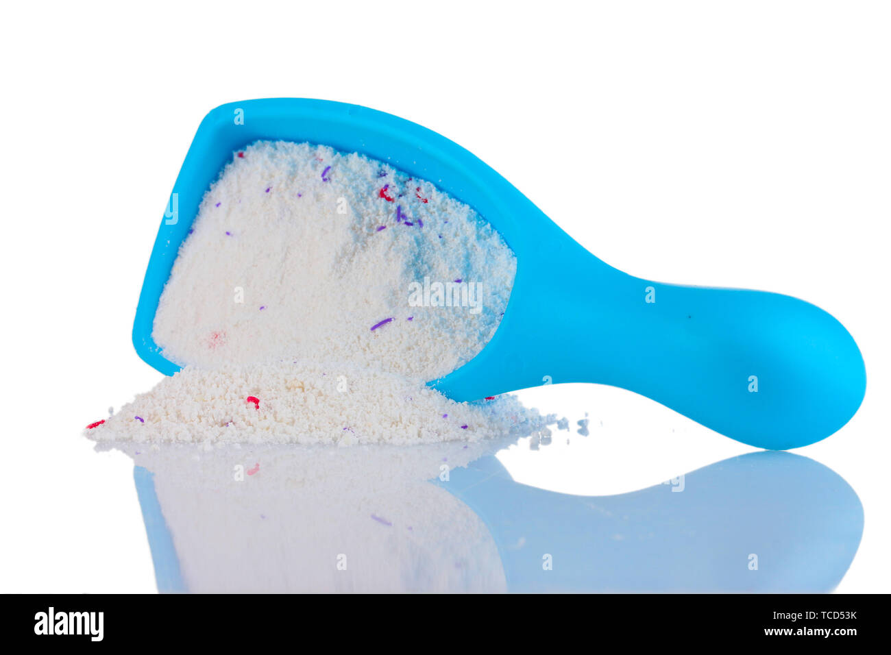 Washing powder in blue container,isolated on white Stock Photo - Alamy