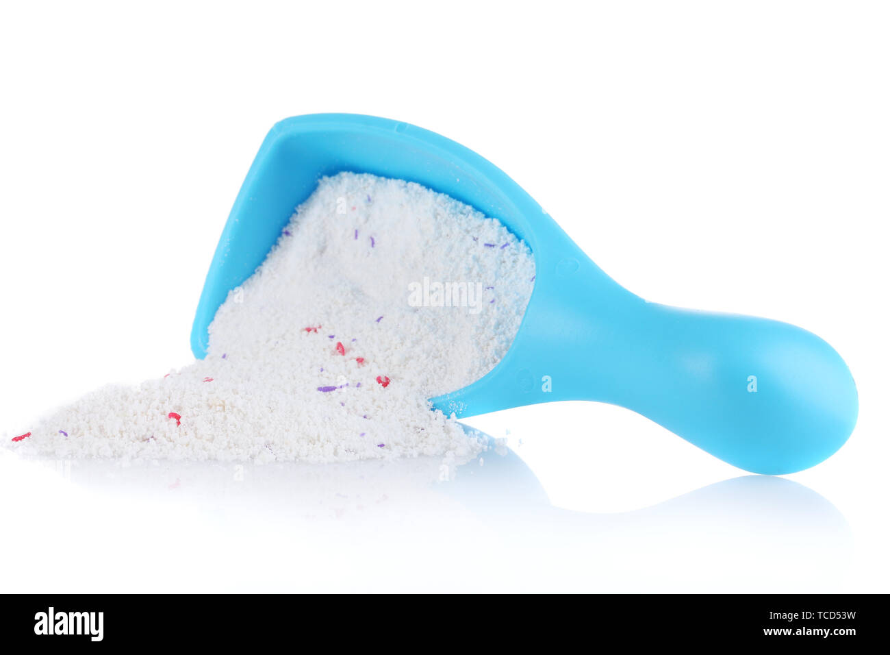 Washing powder in blue container,isolated on white Stock Photo - Alamy