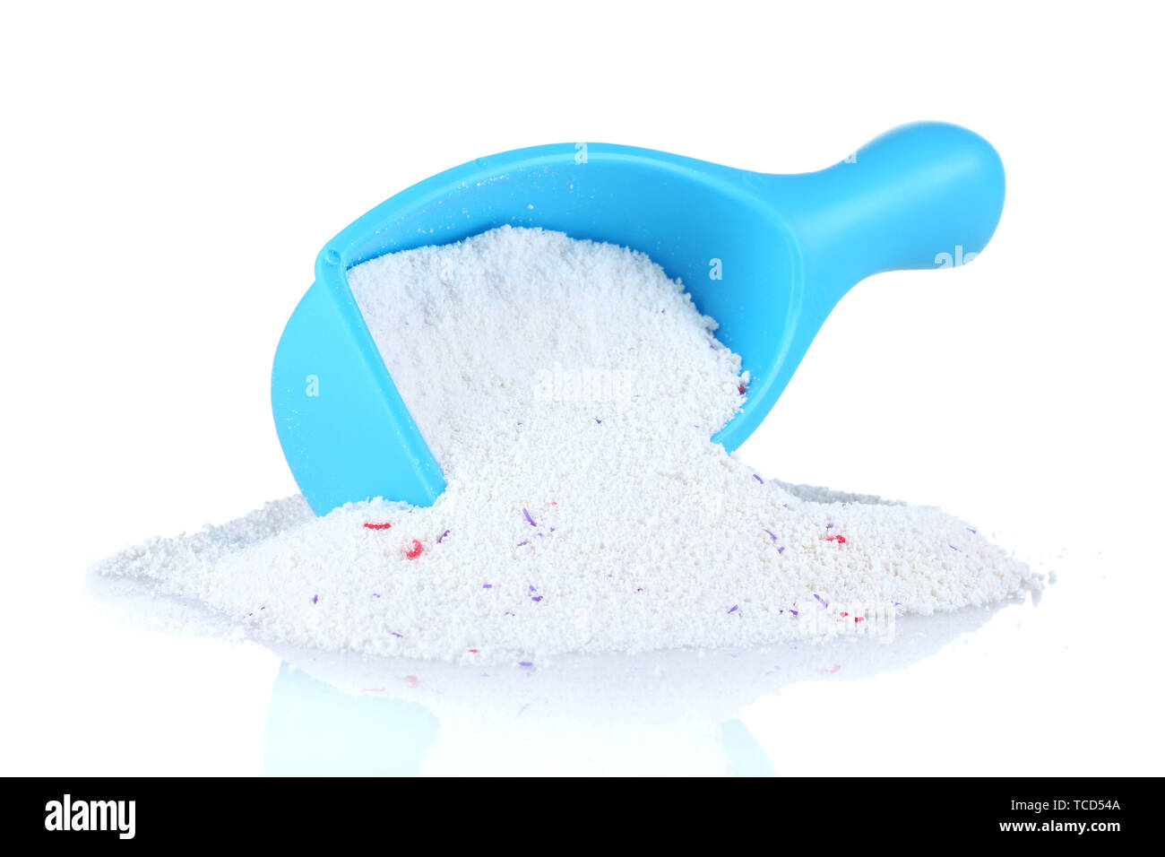 Washing powder in blue container,isolated on white Stock Photo - Alamy