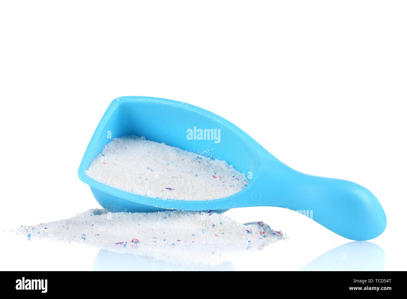 Washing powder in blue container,isolated on white Stock Photo - Alamy