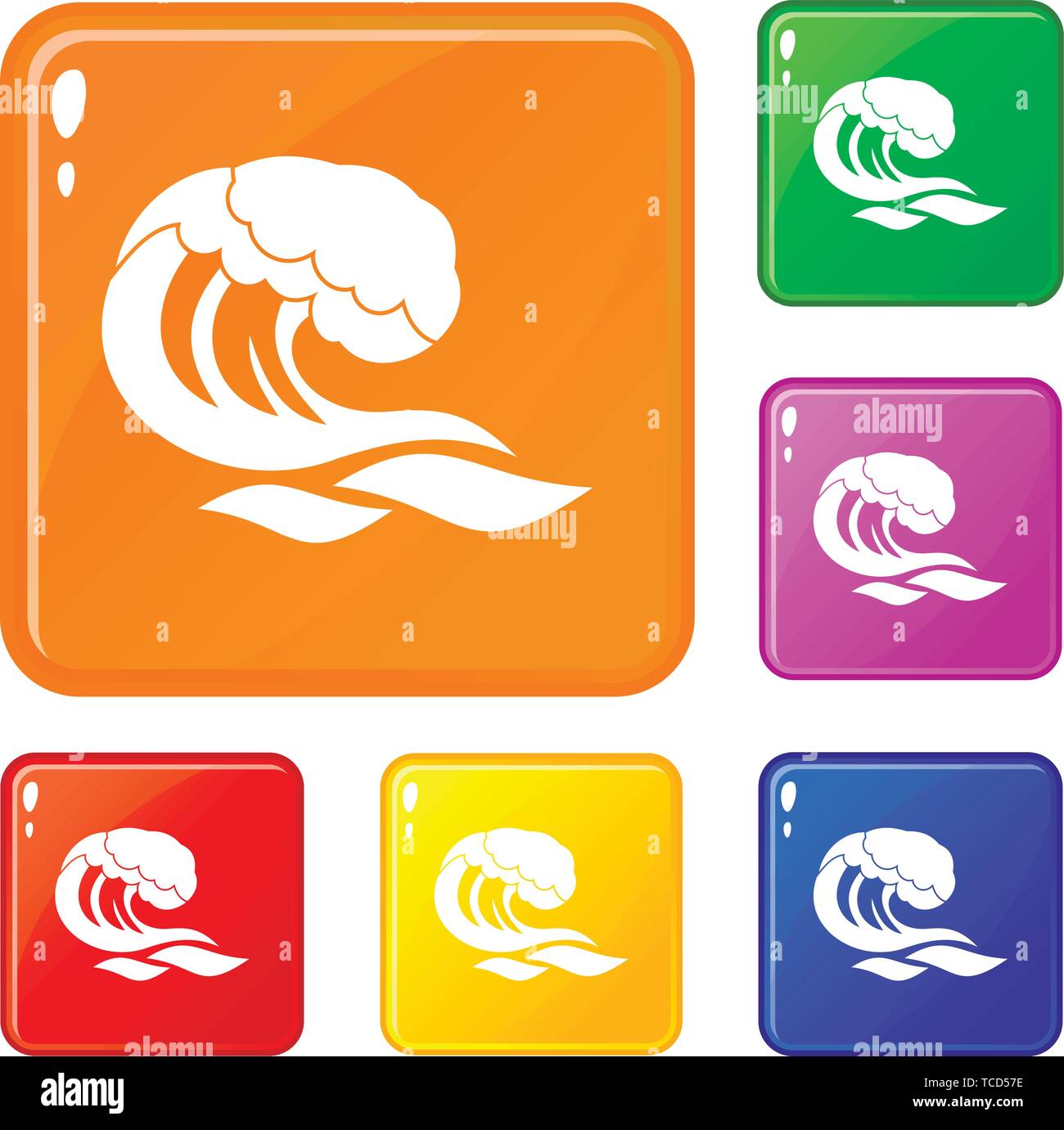Wave icons set vector color Stock Vector Image & Art - Alamy
