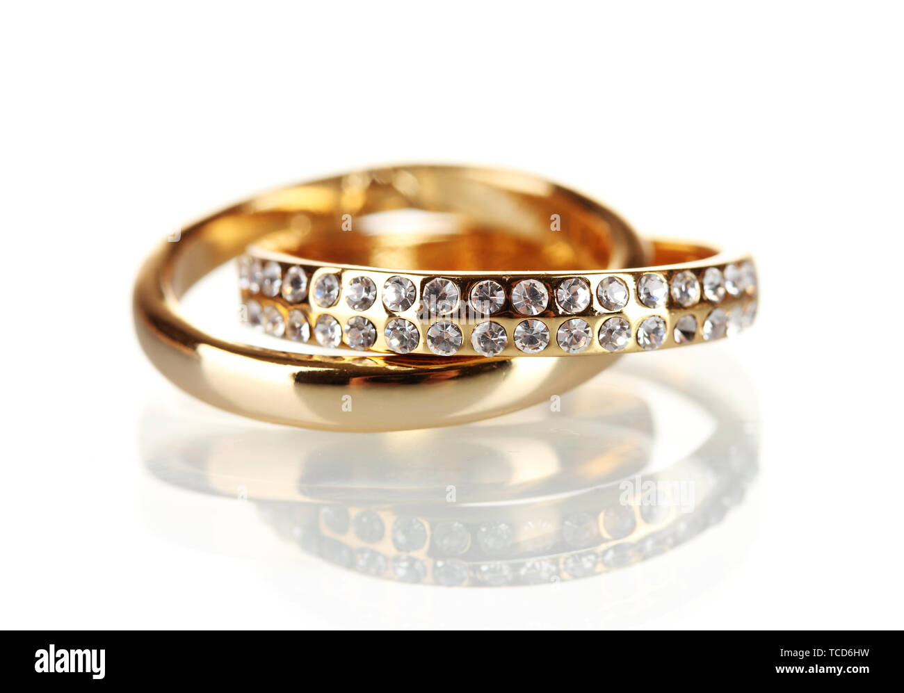 Golden ring isolated on white Stock Photo - Alamy