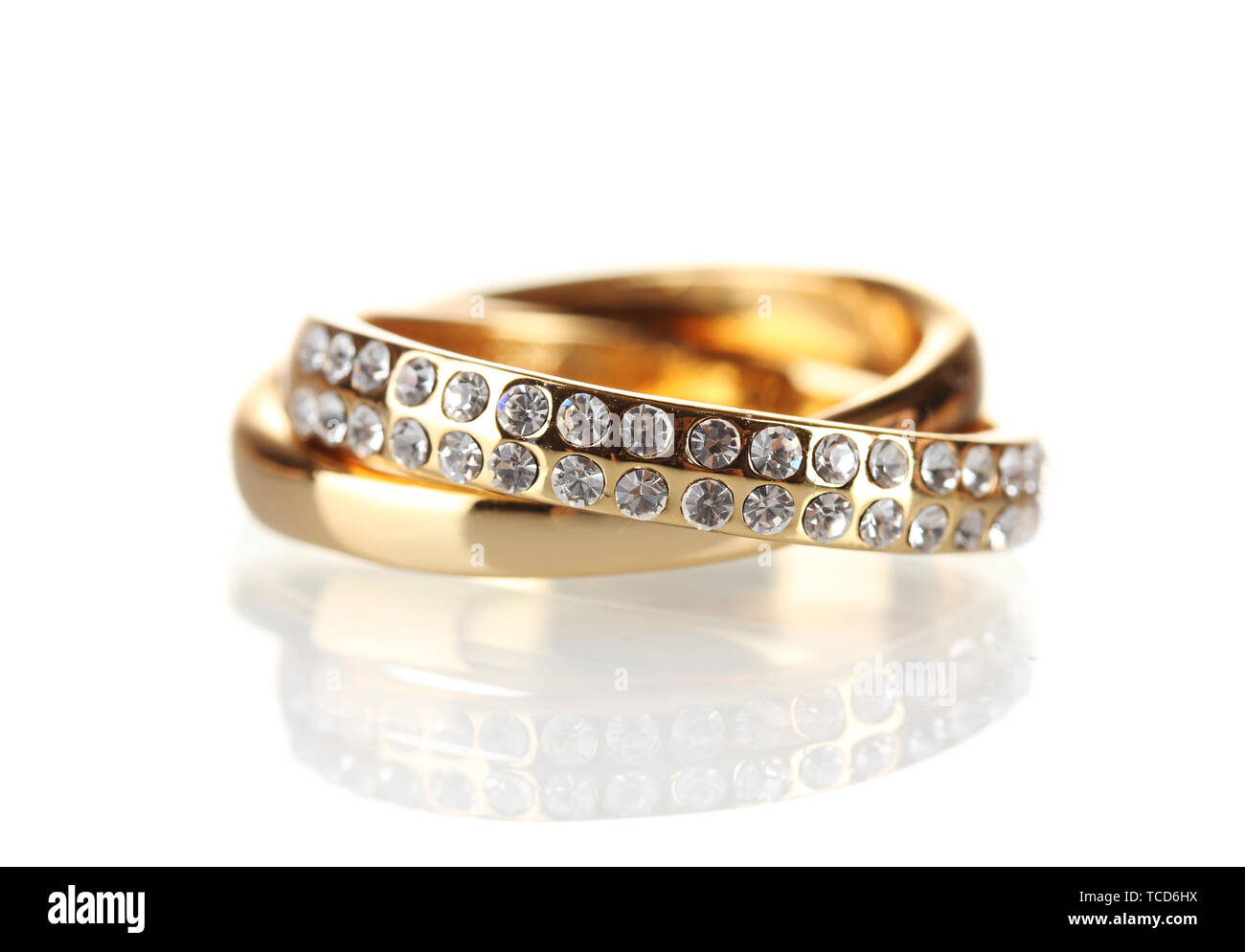 Golden ring isolated on white Stock Photo - Alamy