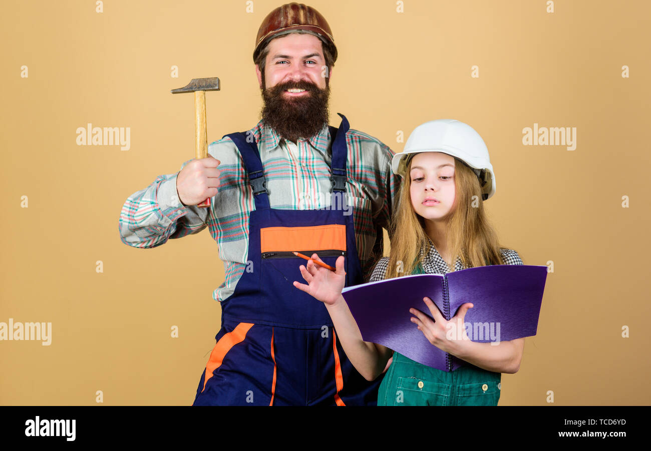 Home improvement activity. Kid girl planning renovation. Child ...