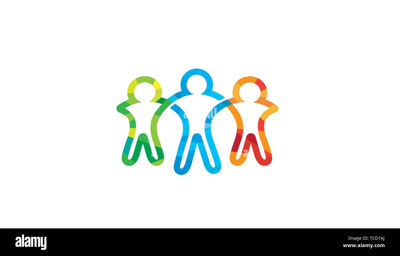 Colorful Abstract Happy Winners People Logo Design Illustration Stock ...