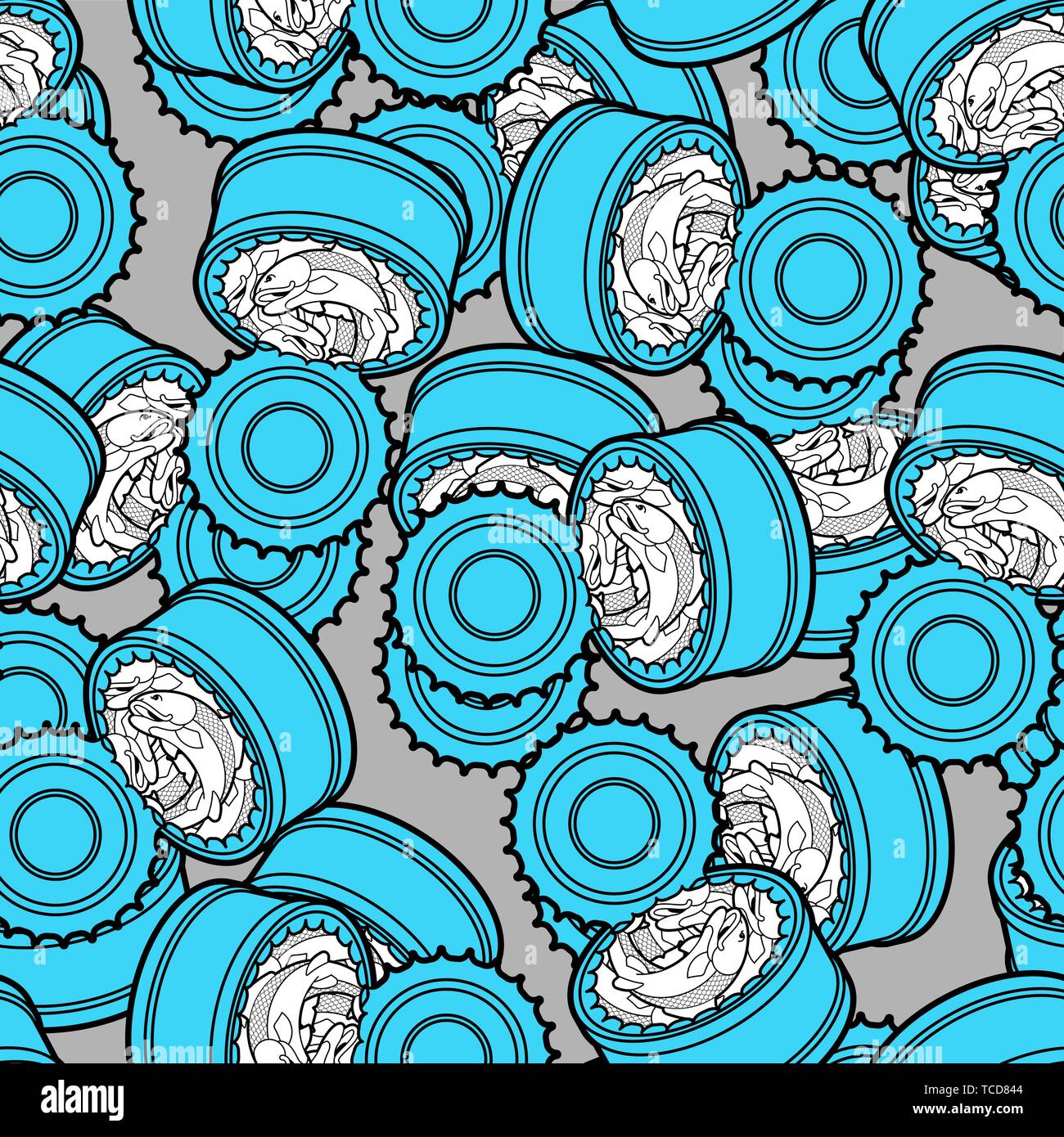 Canned fish pattern seamless. preserve piscine tinned goods background ...