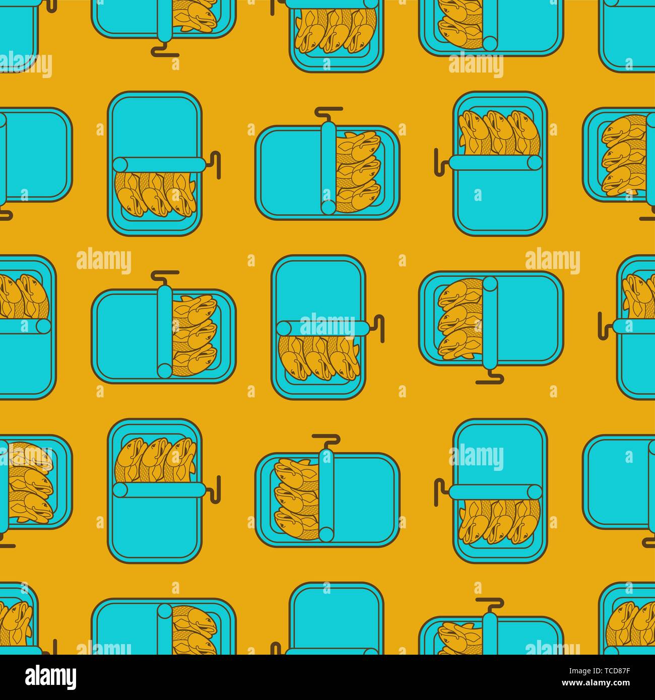 Canned fish pattern seamless. preserve piscine tinned goods background ...