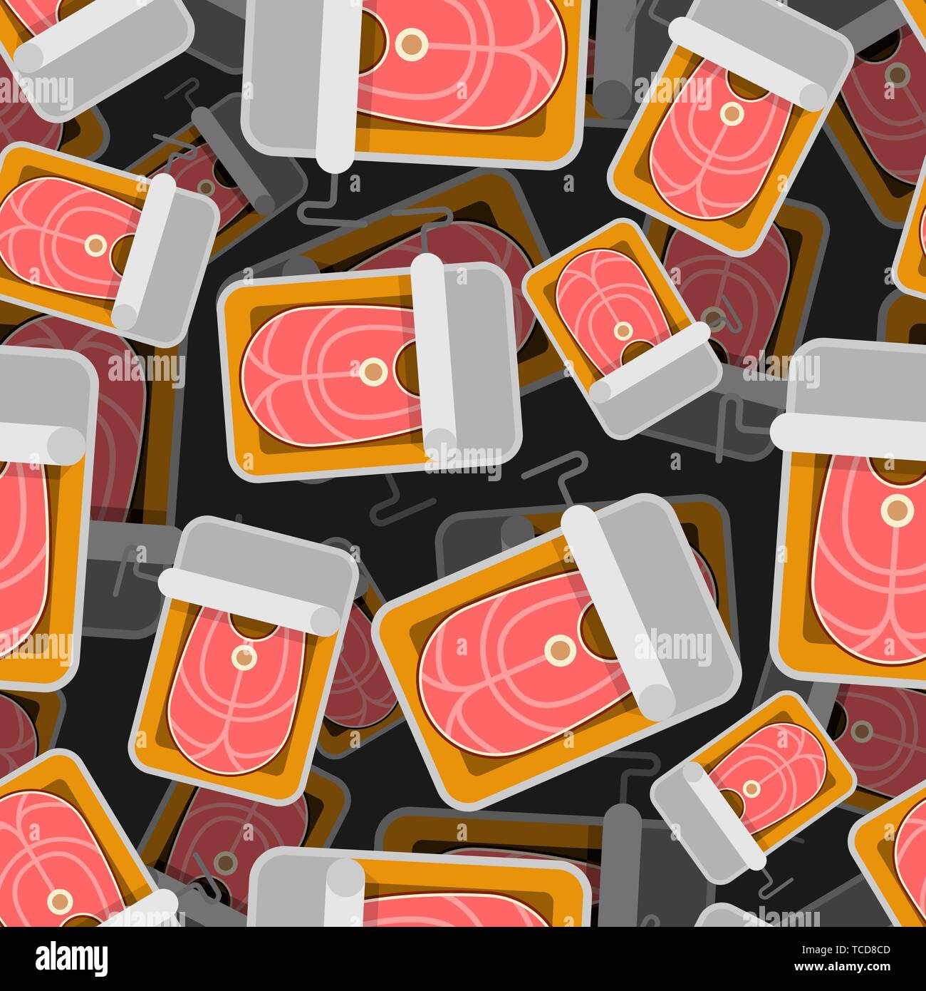 Canned fish pattern seamless. preserve piscine tinned goods background ...