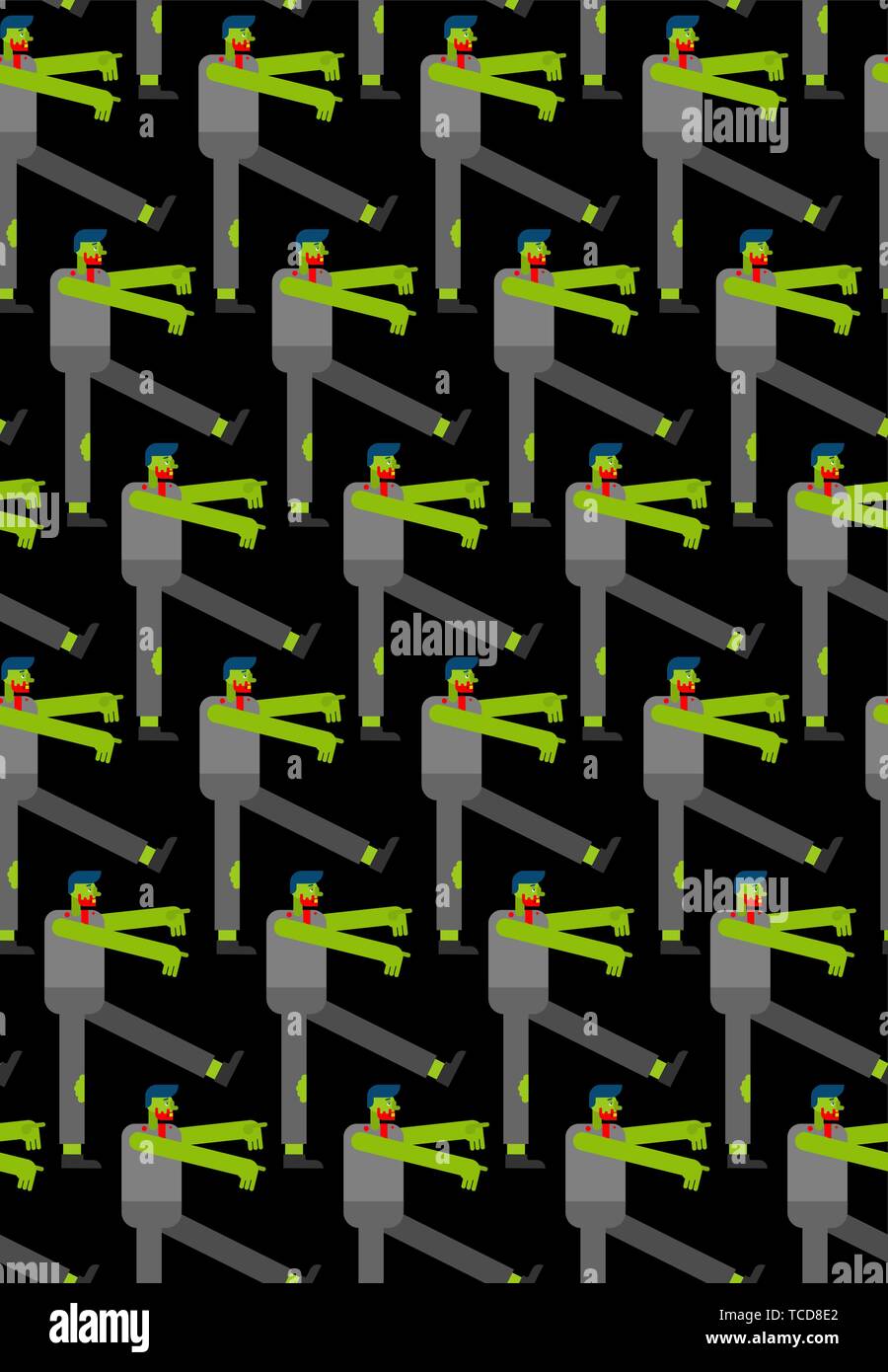 Zombie Walking pattern seamless. green dead go background. Vector ...