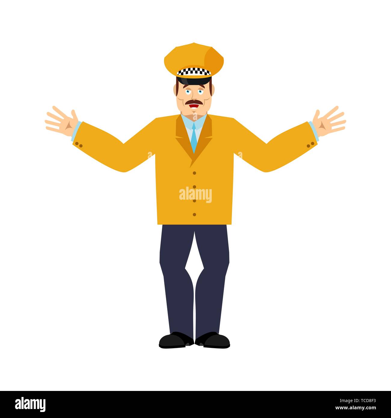 Taxi driver happy. Cabdriver merry emotions. Cabbie Joyful. Vector ...