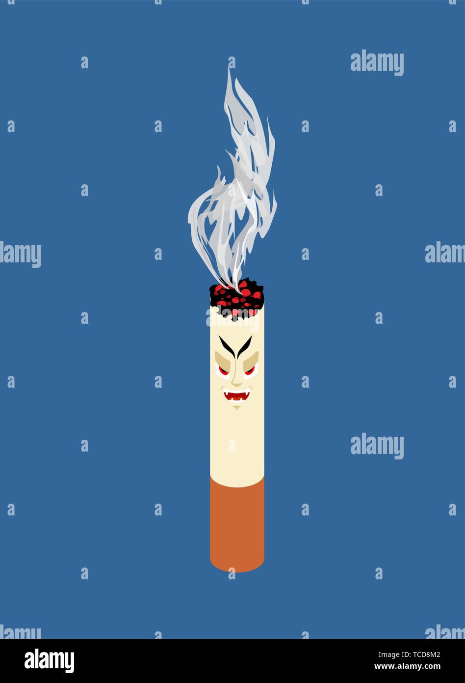 Scary cigarette. Evil cigar. Harm of smoking Stock Vector Image & Art ...