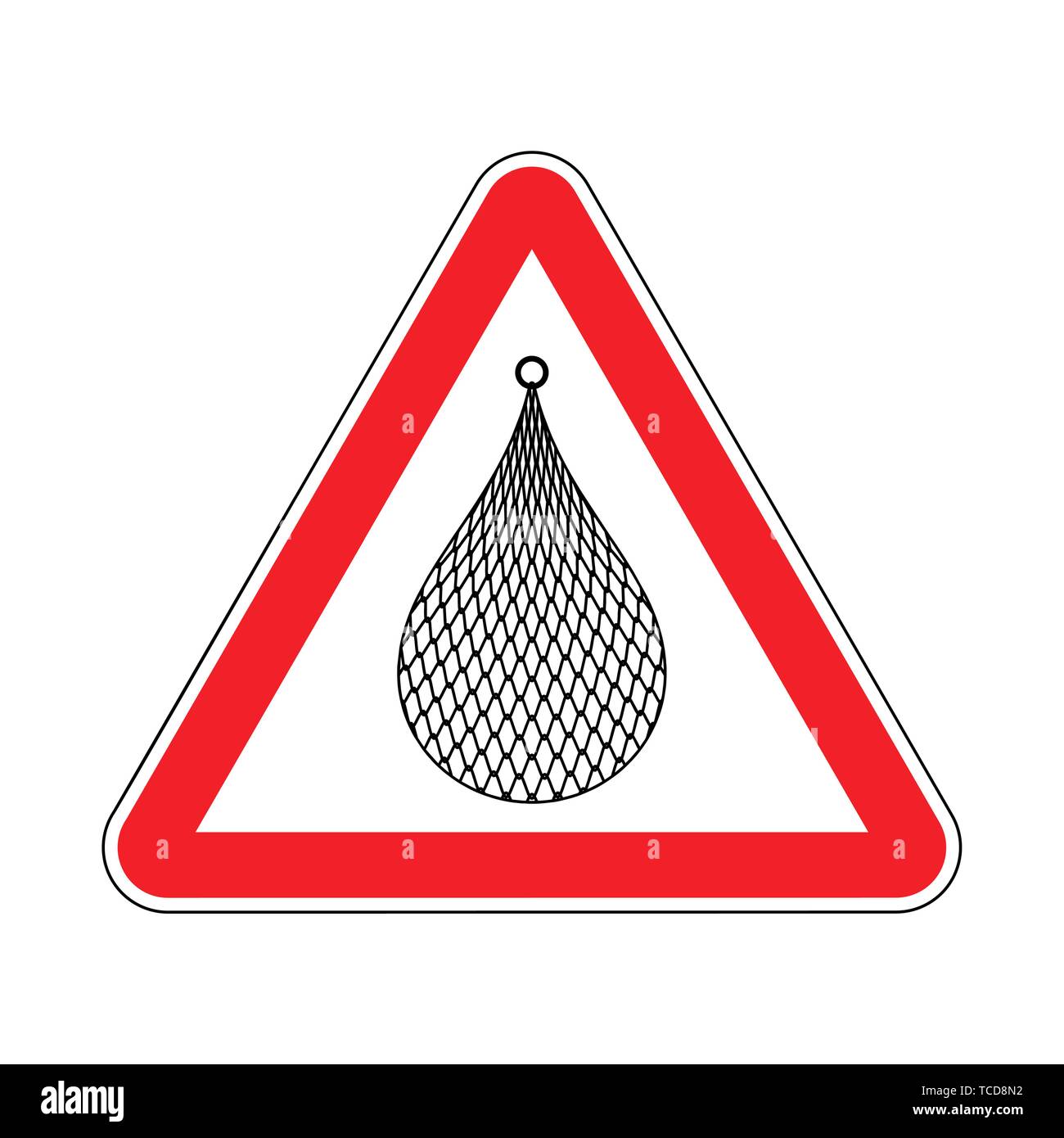 Attention Fishnet. Caution fishing. Red triangle road sign Stock Vector ...