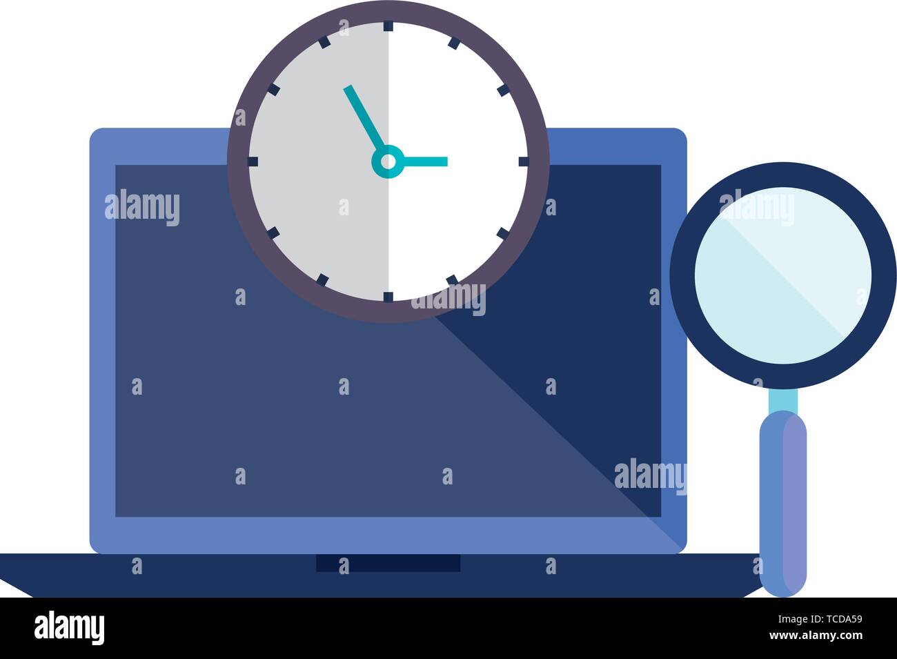 laptop with time clock and magnifying glass Stock Vector Image & Art ...