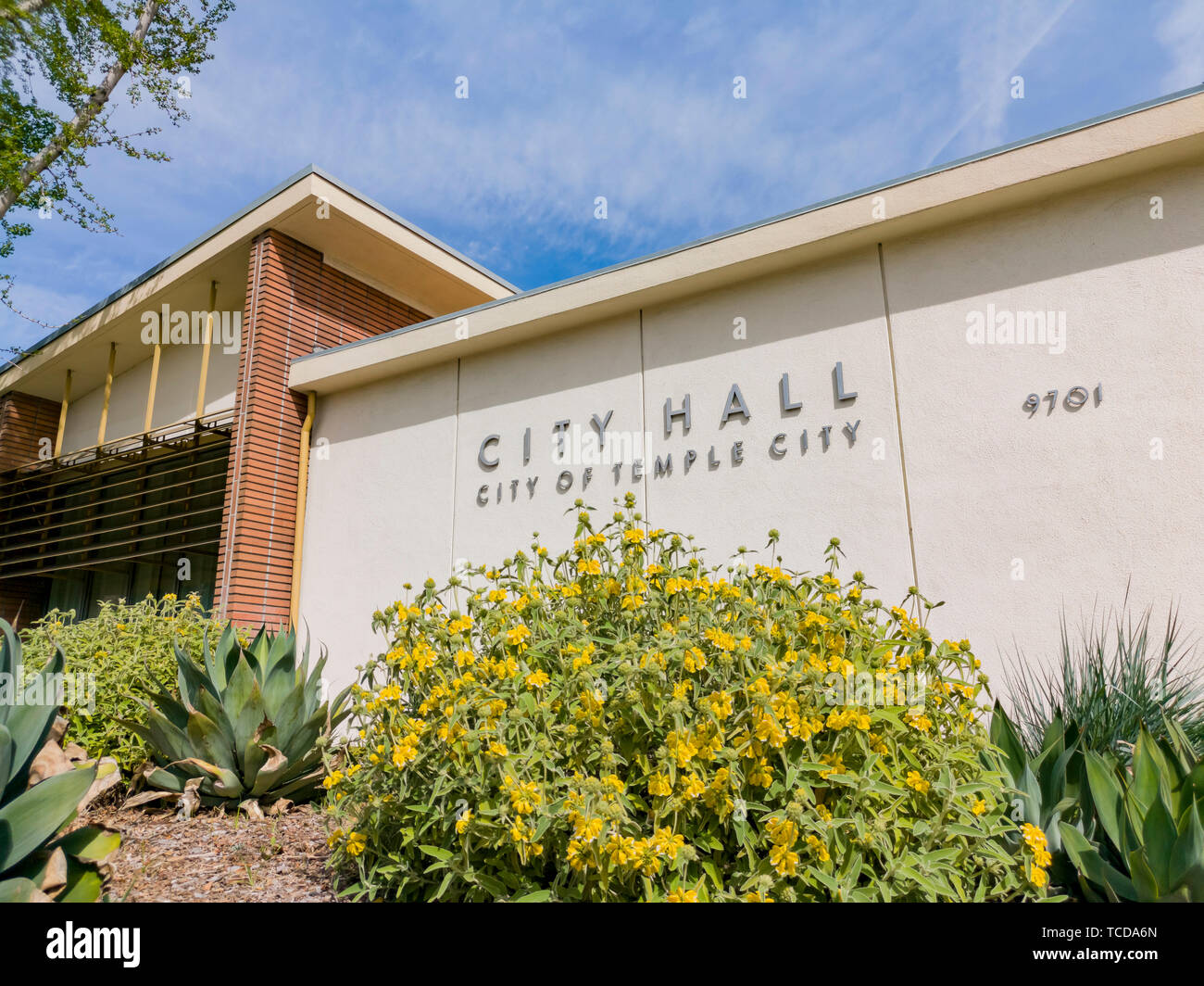 Temple City, APR 8: Exterior view of the Temple City Hall on APR 8, at ...