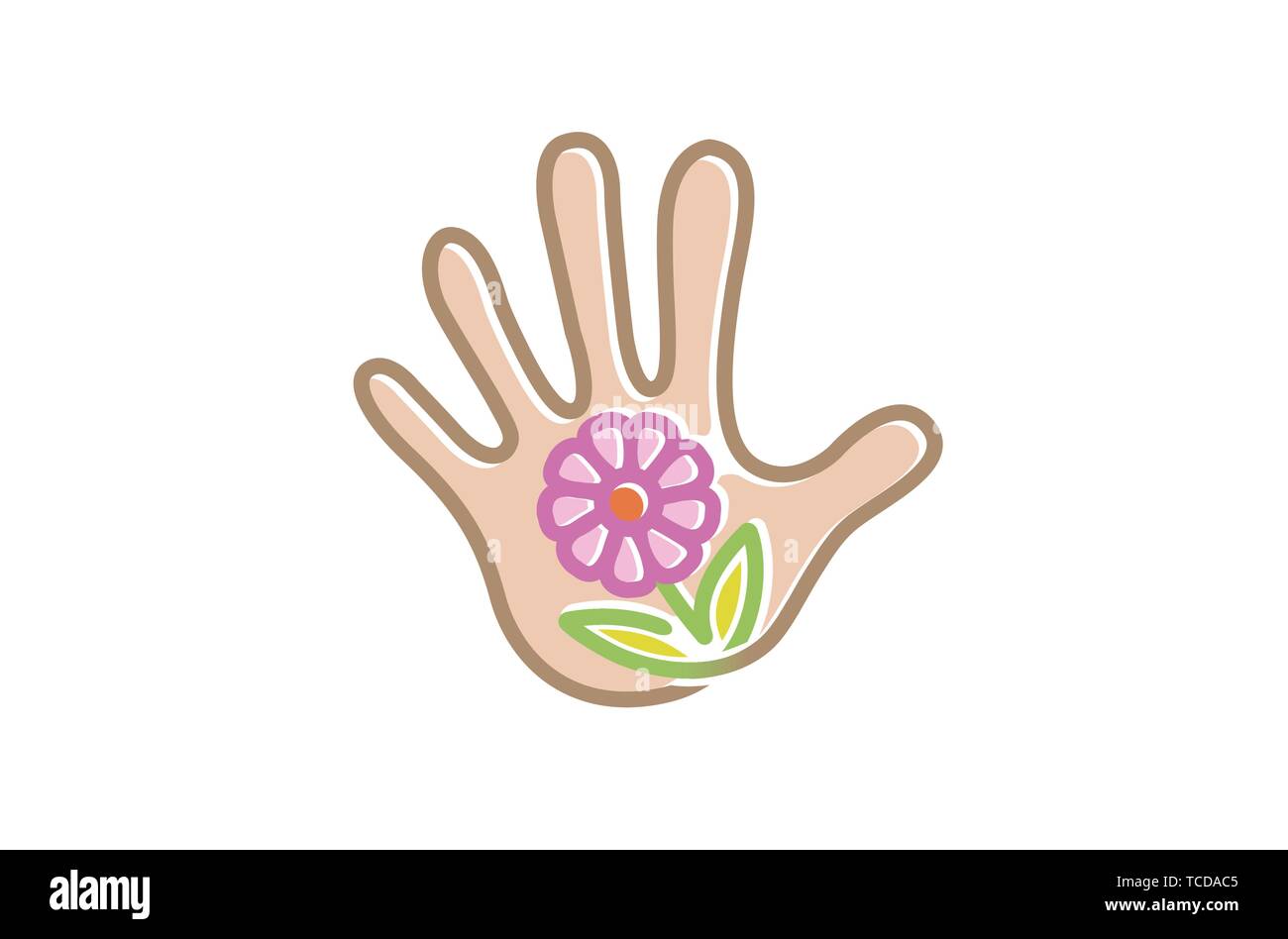 Flower Care Hand Nature Plant Symbol Logo Design Illustration Stock ...
