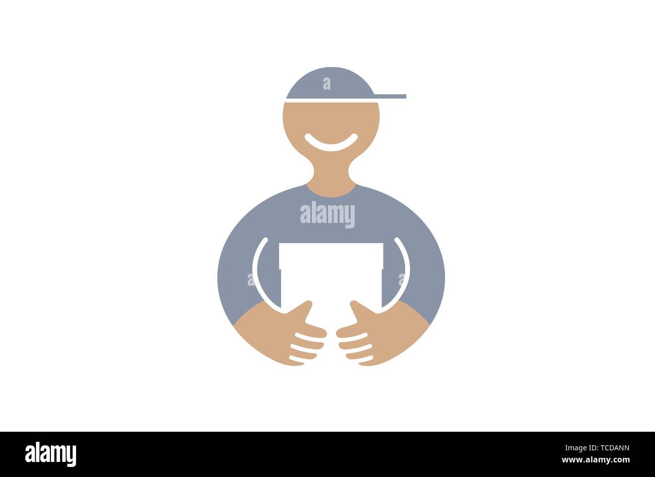 Creative Delivery Man Holding Box Logo Design Vector Symbol ...