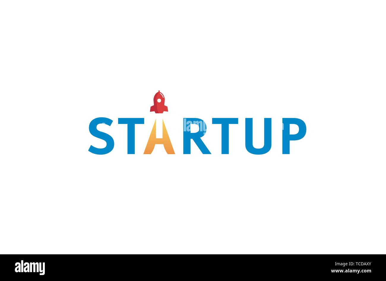 Creative Rocket Launch Typography Logo Symbol Design Illustration Stock ...