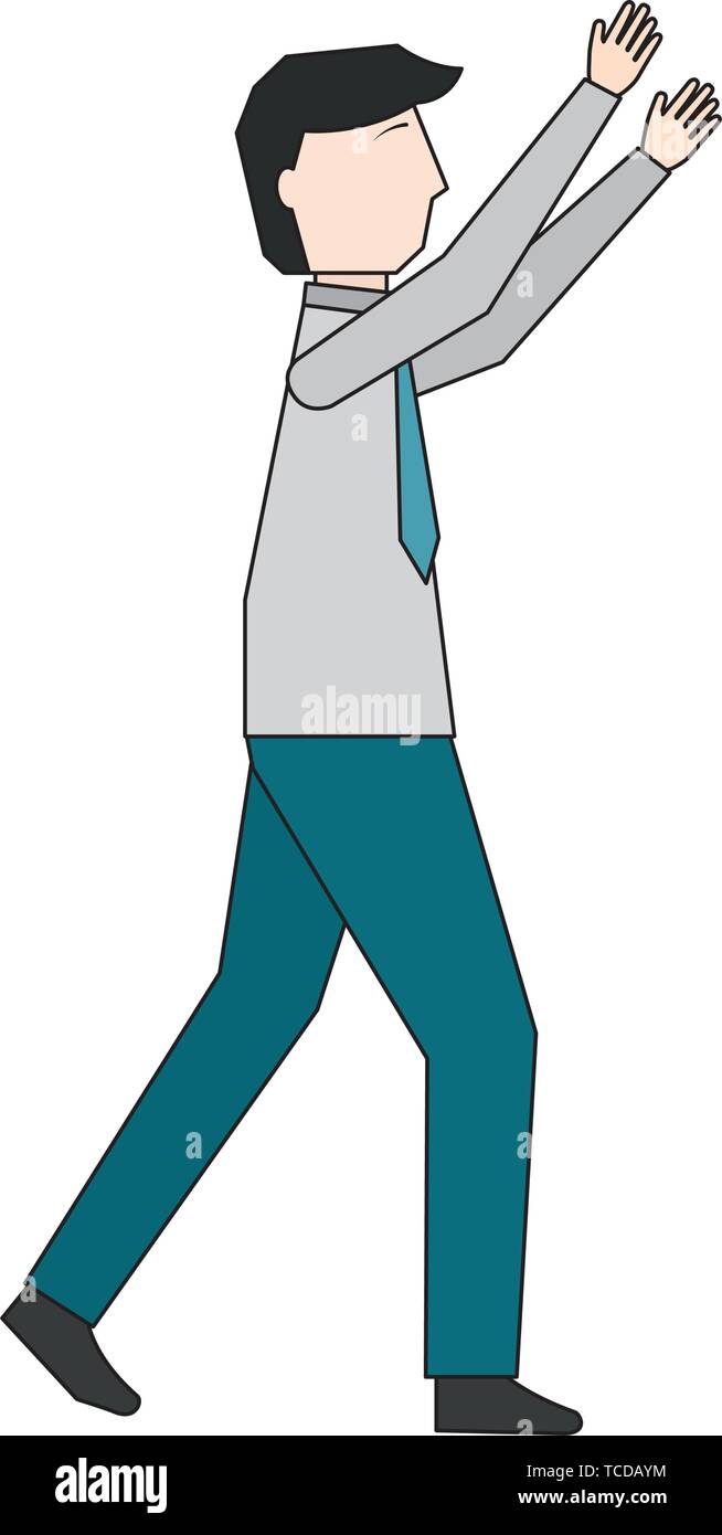 businessman with hands up avatar character Stock Vector Image & Art - Alamy