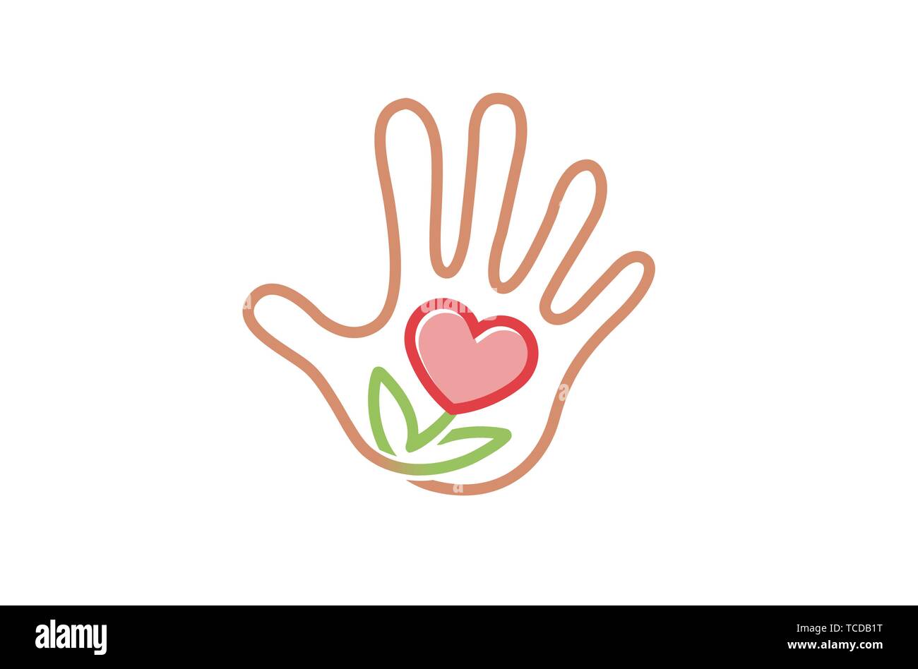 Creative Hand Palm Heart Love Logo Design Symbol Vector Illustration ...