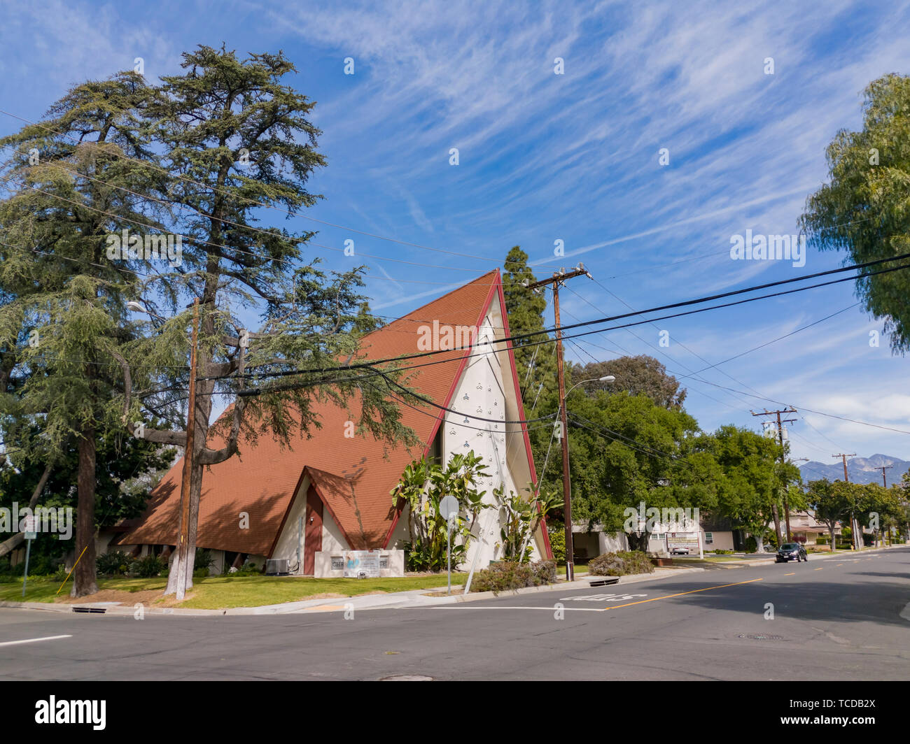 Temple City, APR 8: Exterior view of the Temple City Christian Church ...