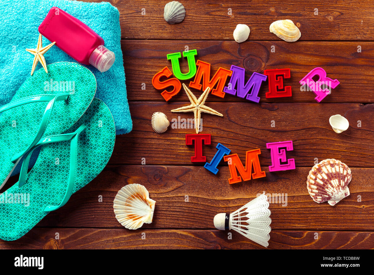 summer background made of seashells and Maritime objects Stock Photo ...