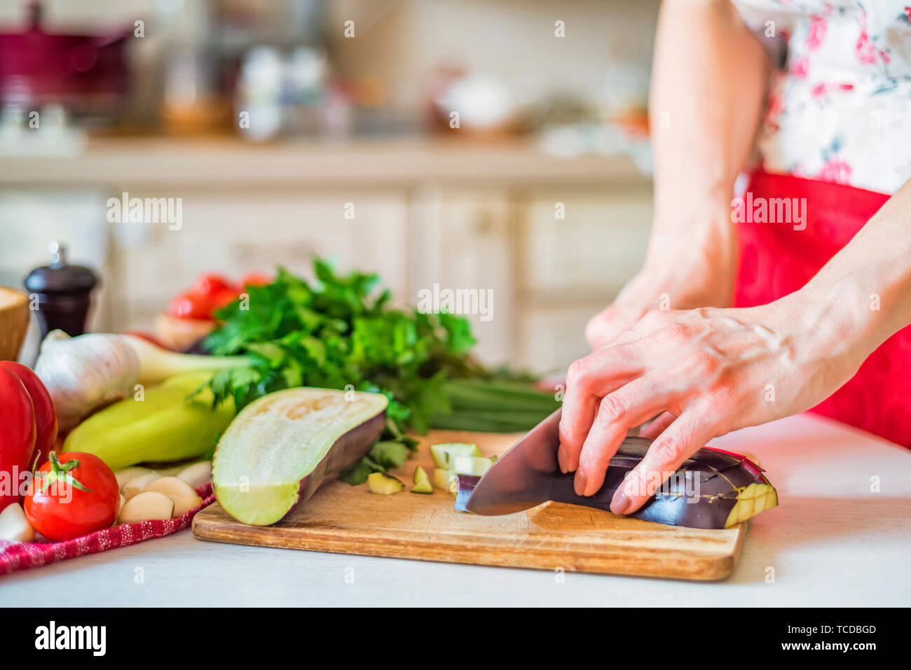 Hand knife cuts vegetables on hi-res stock photography and images - Alamy