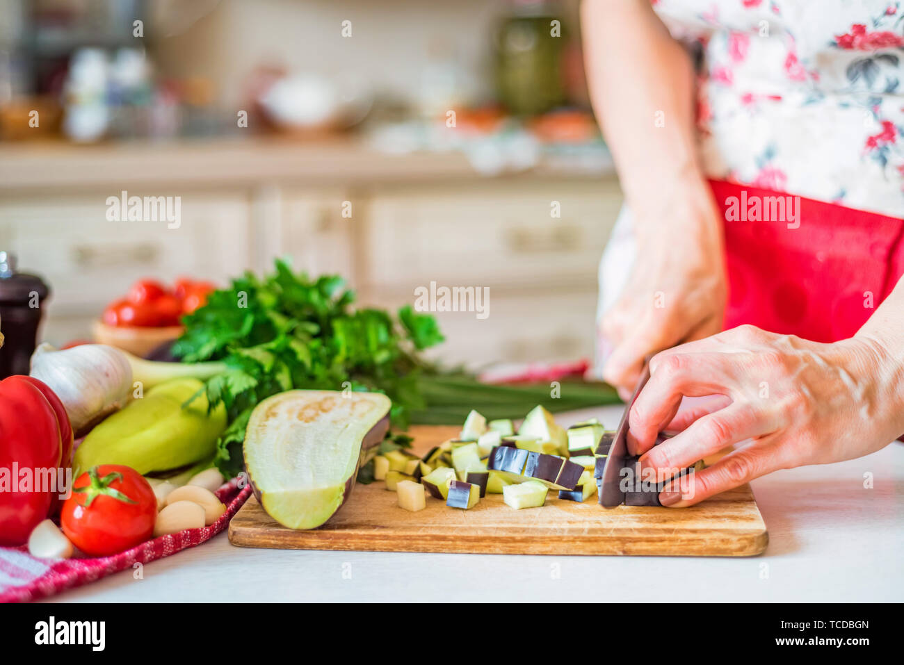 Hand knife cuts vegetables on hi-res stock photography and images - Alamy