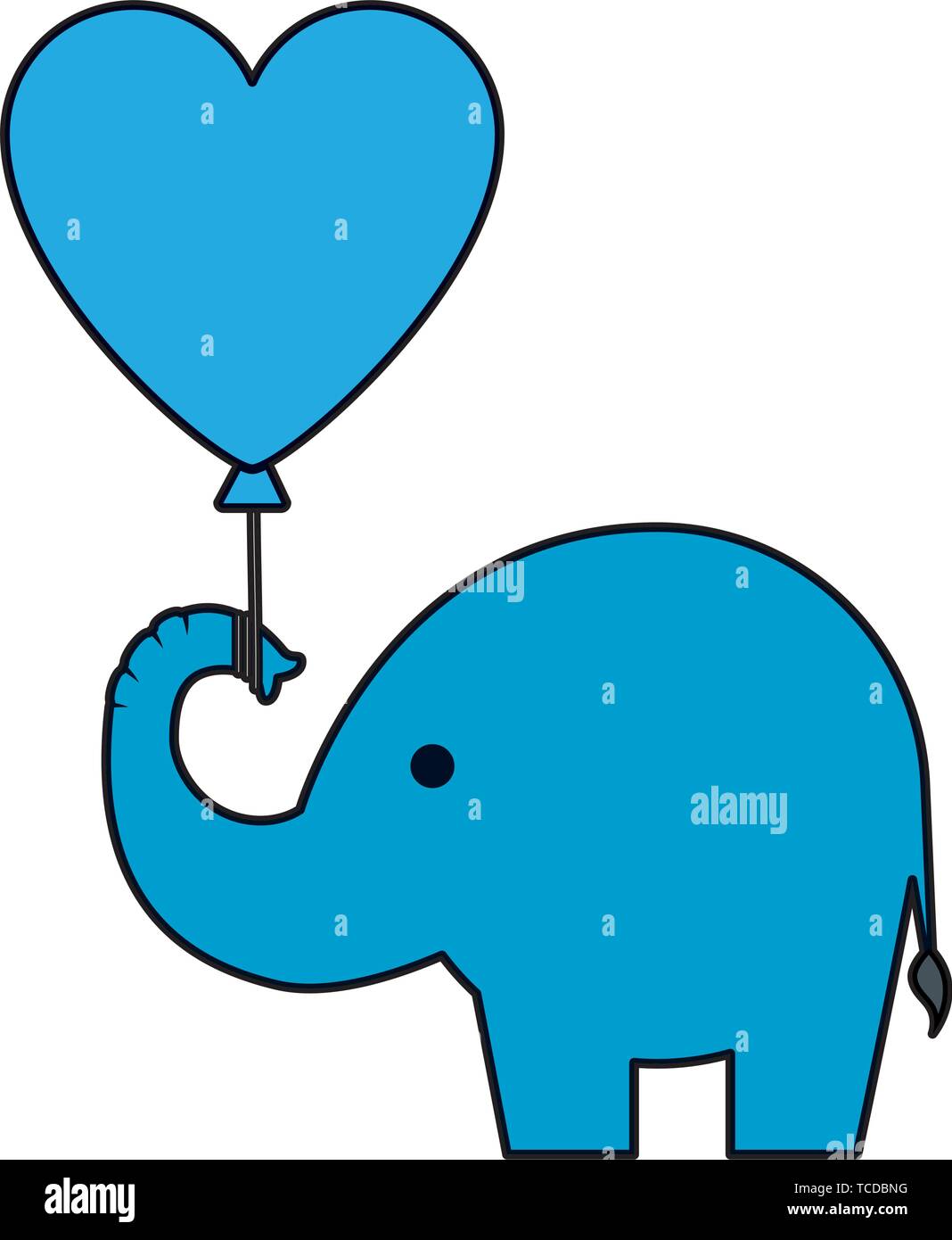 cute little elephant silhouette with heart balloon Stock Vector Image ...