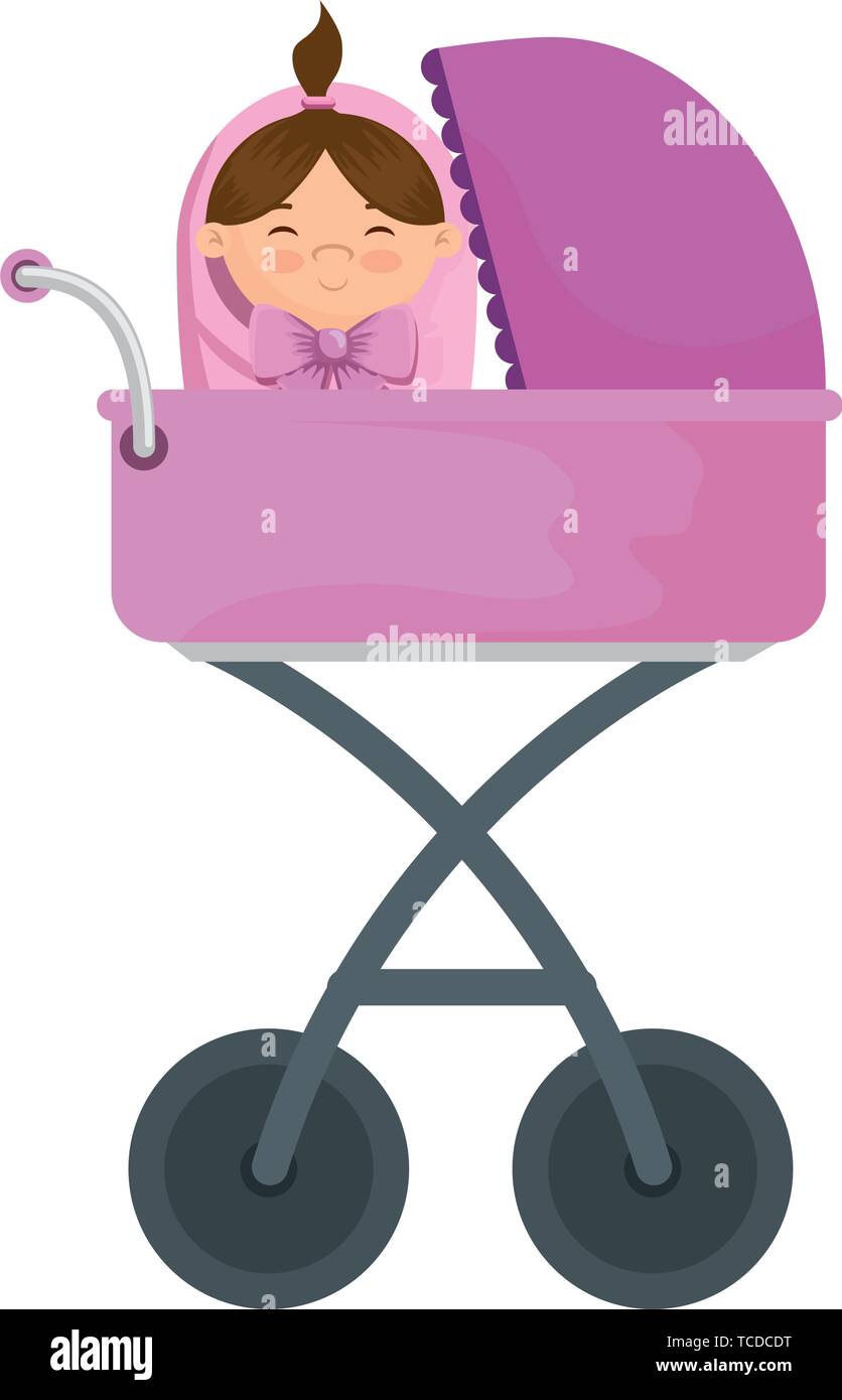 cart with cute little girl baby character Stock Vector Image & Art - Alamy