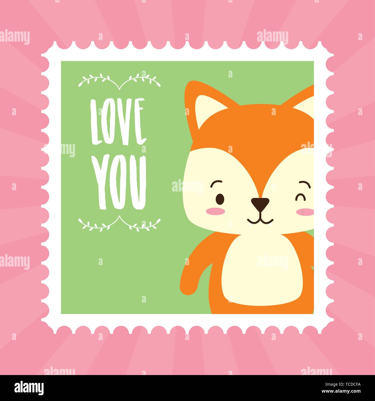cute animal mail stamp Stock Vector Image & Art - Alamy