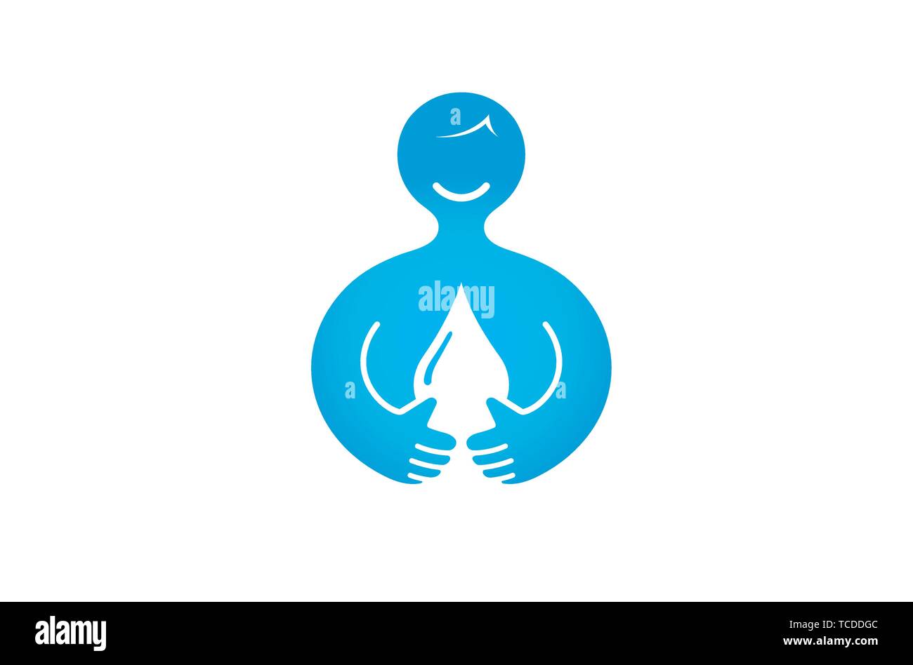 Creative Happy Abstract Person Holding Blue Drop Logo Design Symbol ...